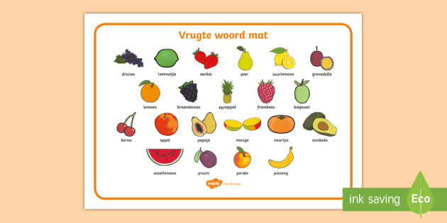 Afrikaans Vrugte Woordmat