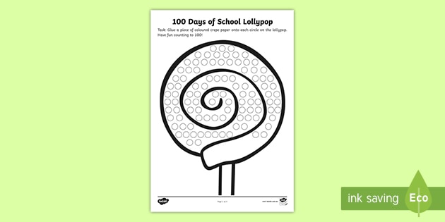 100 Days of School Lollipop Cut and Stick Differentiated Activity