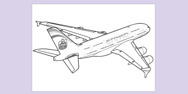 FREE! - Etihad Airways Plane Colouring Sheet | Colouring Sheets