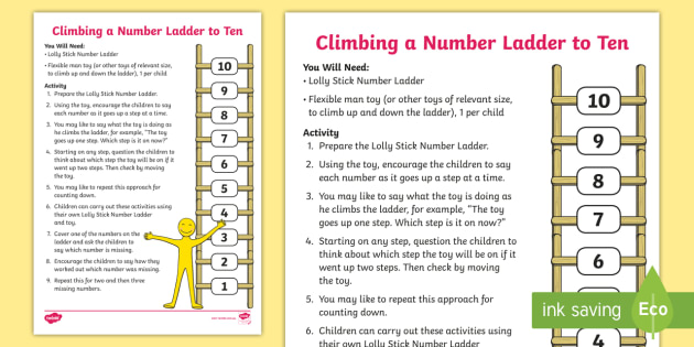 Climbing a Number Ladder to Ten Activity (teacher made)