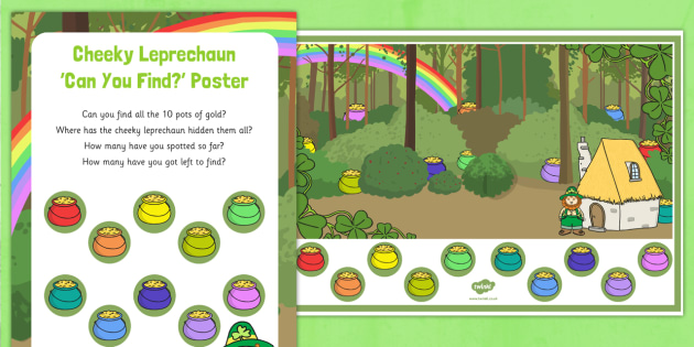 St. Patrick's Day Cheeky Leprechaun Can You Find