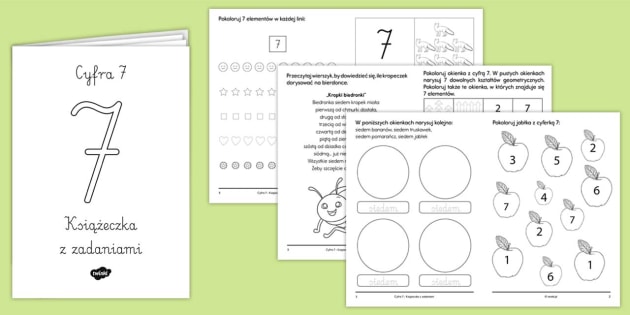 Cyfra 7: Liczenie i pisownia | Książeczka z zadaniami