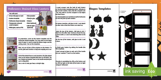 Halloween Stained Glass Lantern Craft Instructions