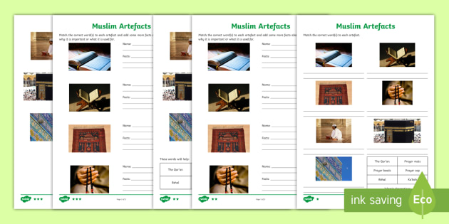 Muslim Artefacts Differentiated Worksheet / Worksheets