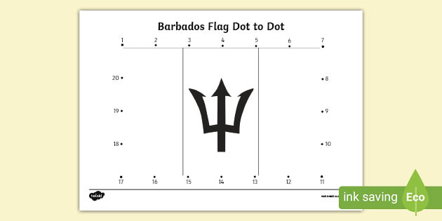 Barbados Flag Dot to Dot Worksheet
