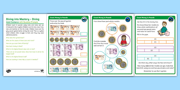 Year 2 Diving into Mastery: Count Money - Pounds (Notes and Coins) Activity