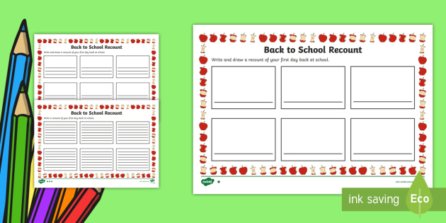 Back to School Recount Differentiated Worksheet