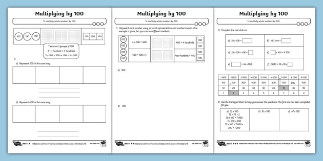 👉 * NEW * Multiplying by 100 Differentiated Activity Sheets