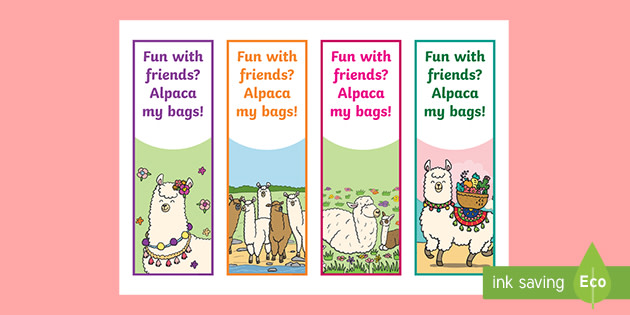 Alpaca Pun Funny Bookmarks to Print - Classroom Resource