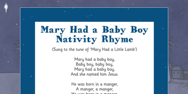 Mary Had a Baby Boy Nativity Song Rhyme (teacher made)