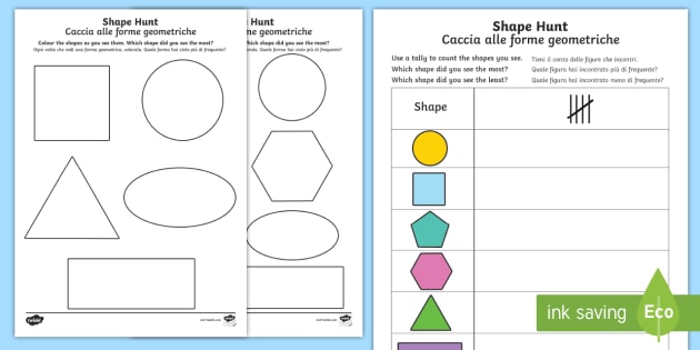 Shape Hunt Worksheet / Worksheet English/Italian