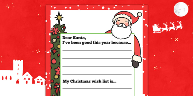 My Christmas Wish Letter to Santa Writing Template - christmas