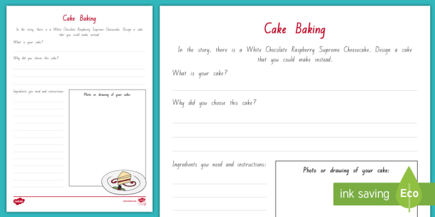 FREE! - Cake Baking Worksheet / Worksheet to Support Teaching on Ms Bixby's