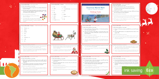 Christmas Mental Maths Challenge Cards