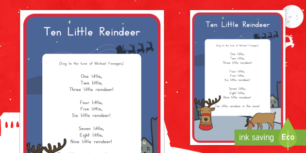 Ten Little Reindeer Song Lyrics