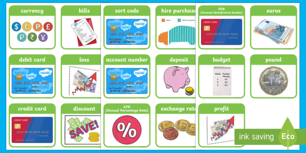 CfE Second Level Numeracy and Mathematics Money Keyword Flashcards