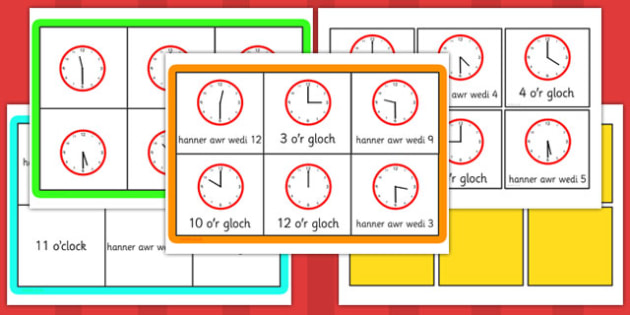 Half Past and O'Clock Bingo (Welsh)