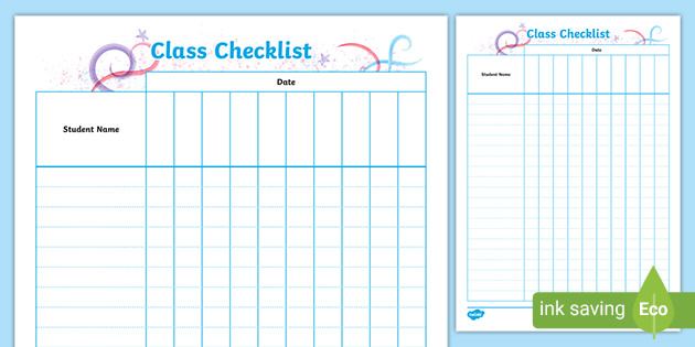 Watercolours Class List (teacher made)