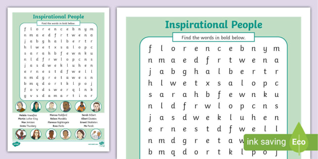 Inspirational People Word Search - KS1 - Twinkl