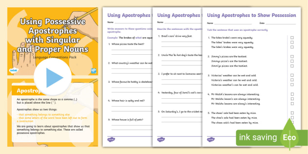 Using Possessive Apostrophes with Singular and Proper Nouns Language