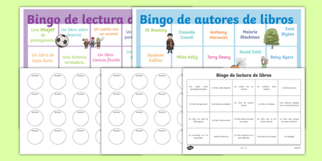 Bingo de autores de libros Book Reading Bingo Spanish-Spanish