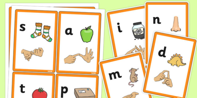 Phase 2 Sound Flash Cards with British Sign Language - phase 2