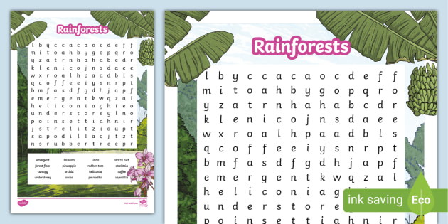 Rainforest Word Searches | twinkl.com.au