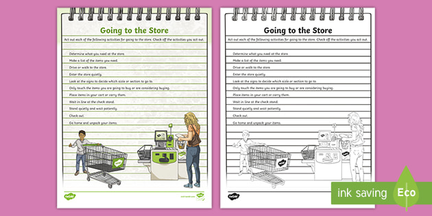 Going to the Store Role Play Checklist