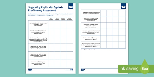 Supporting Pupils with Dyslexia Pre-Training Assessment