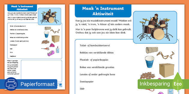 Maak 'n Instrument Aktiwiteit (teacher made)
