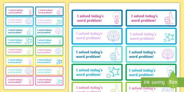 'I solved Today's Word Problem' Stickers (teacher made)