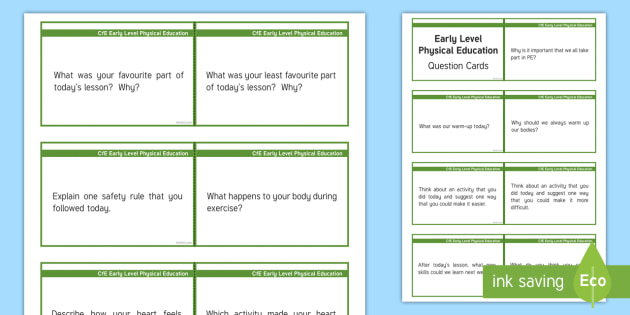 Early Level PE Plenary Question Cards (teacher made)