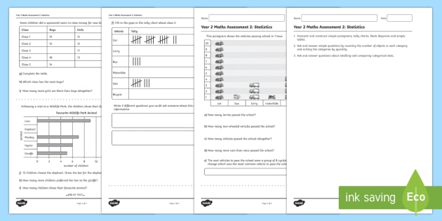 Year 2 Statistics Assessment 2 Assessment Test