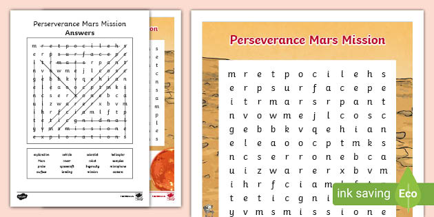 Perseverance Mars Mission Word Search (teacher made)