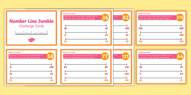 Maths Mastery Number Line Jumble Challenge Cards, number day