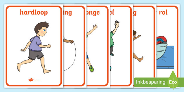 Grootmotoriese Vaardighede Woord en Prentjie Plakkate
