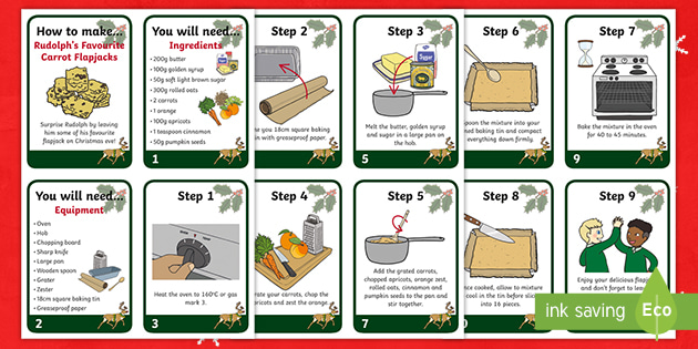 Rudolph's Favourite Carrot Flapjacks Recipe Cards