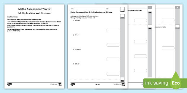 Maths Assessment Year 5: Multiplication and Division