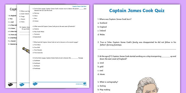 Crash Course Podcast Captain James Cook Quiz (teacher made)