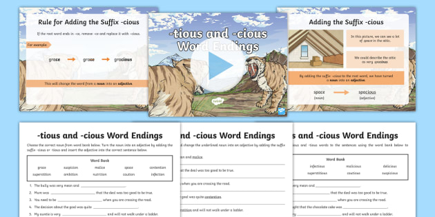 -tious and -cious Word Endings Activity Pack (Teacher-Made)