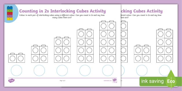 👉 Counting in 2s Interlocking Cube Activity Sheet