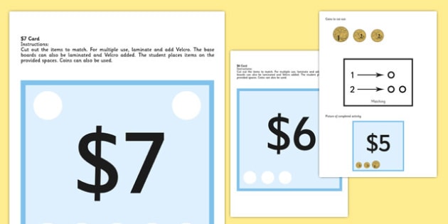 Workstation Pack 1-10 Money Matching Cards (teacher made)