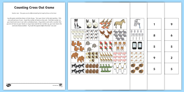 Numbers to 10 Counting Cross-out Game (teacher made)