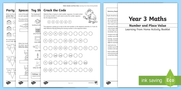Year 3 Maths: Number and Place Value Working From Home Activity Booklet