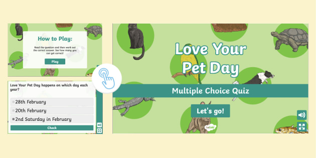 Love Your Pet Day Interactive Multiple Choice Quiz