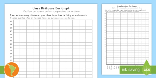 Class Birthdays Bar Graph Poster English/Spanish- math, eal, dual language,