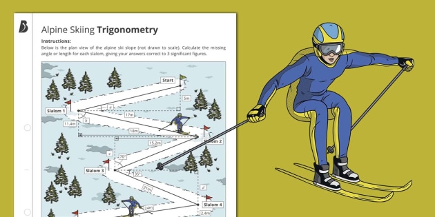 Winter Olympics Alpine Skiing Trigonometry Worksheet - Secondary