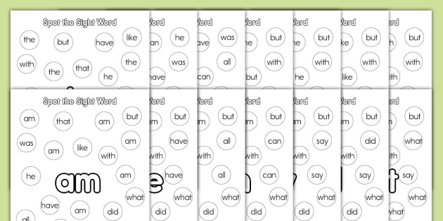 Worksheets For Sight Preschool Sight Word Worksheets Superstar