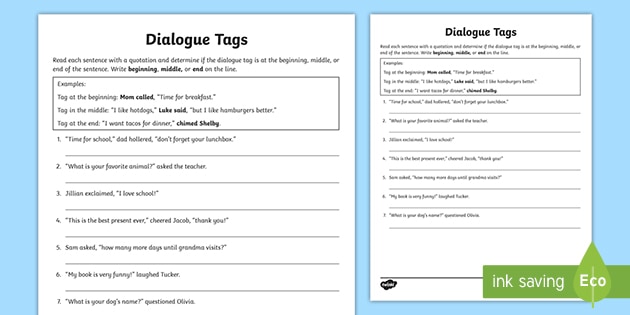 Dialogue Tags Activity Dialogue Writing Examples For Kids Dialogue Tags Activity Dialogue Writing Examples For Kids