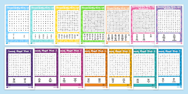 Essential Spelling Lists (1-7) Word Search Pack